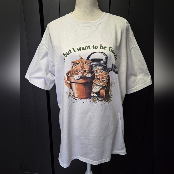 Vintage | Tops | Vintage 99s Grandmacore Kitten Graphic Tshirt | Poshmark